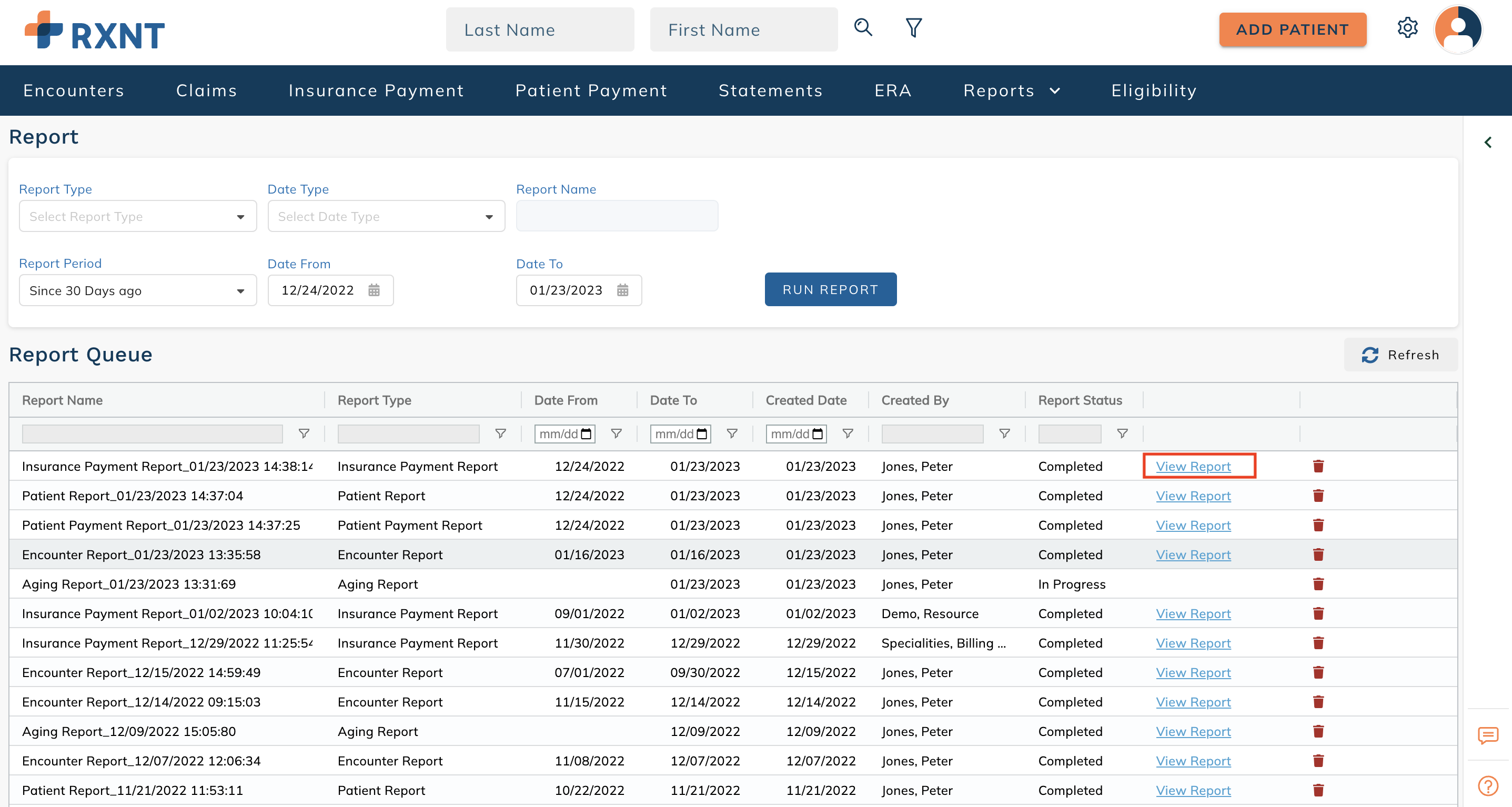 Run Billing Reports - Custom Report Module – RXNT Client Resolution Center