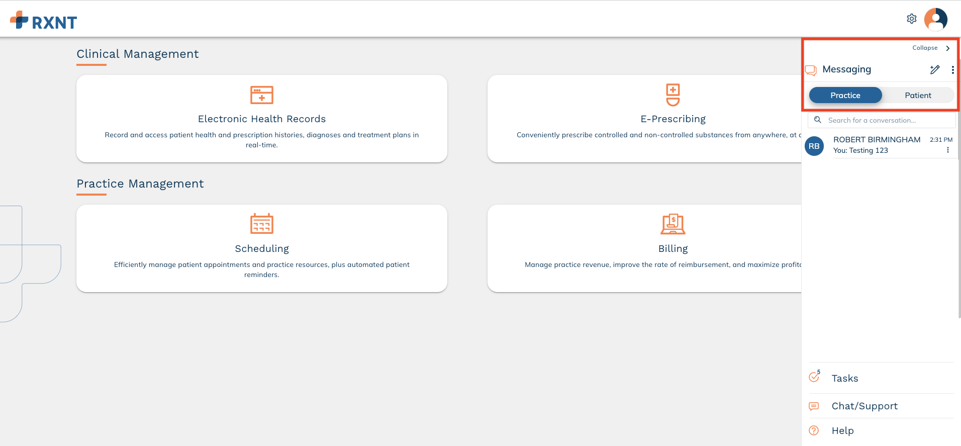 Message Staff and Patients from RXNT Product's Sidebar – RXNT Help Center