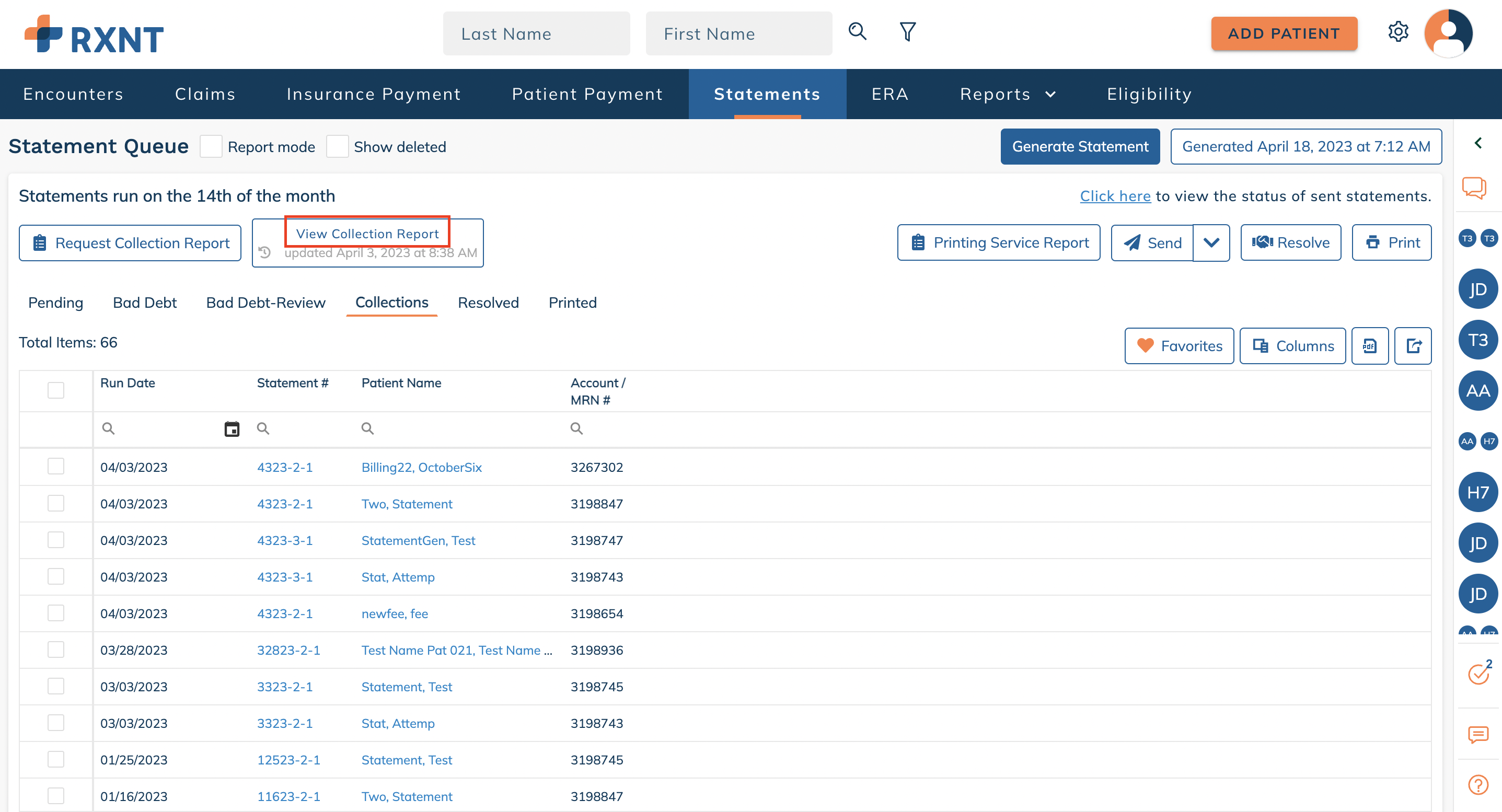 The Billing Statements Queue – RXNT Client Resolution Center
