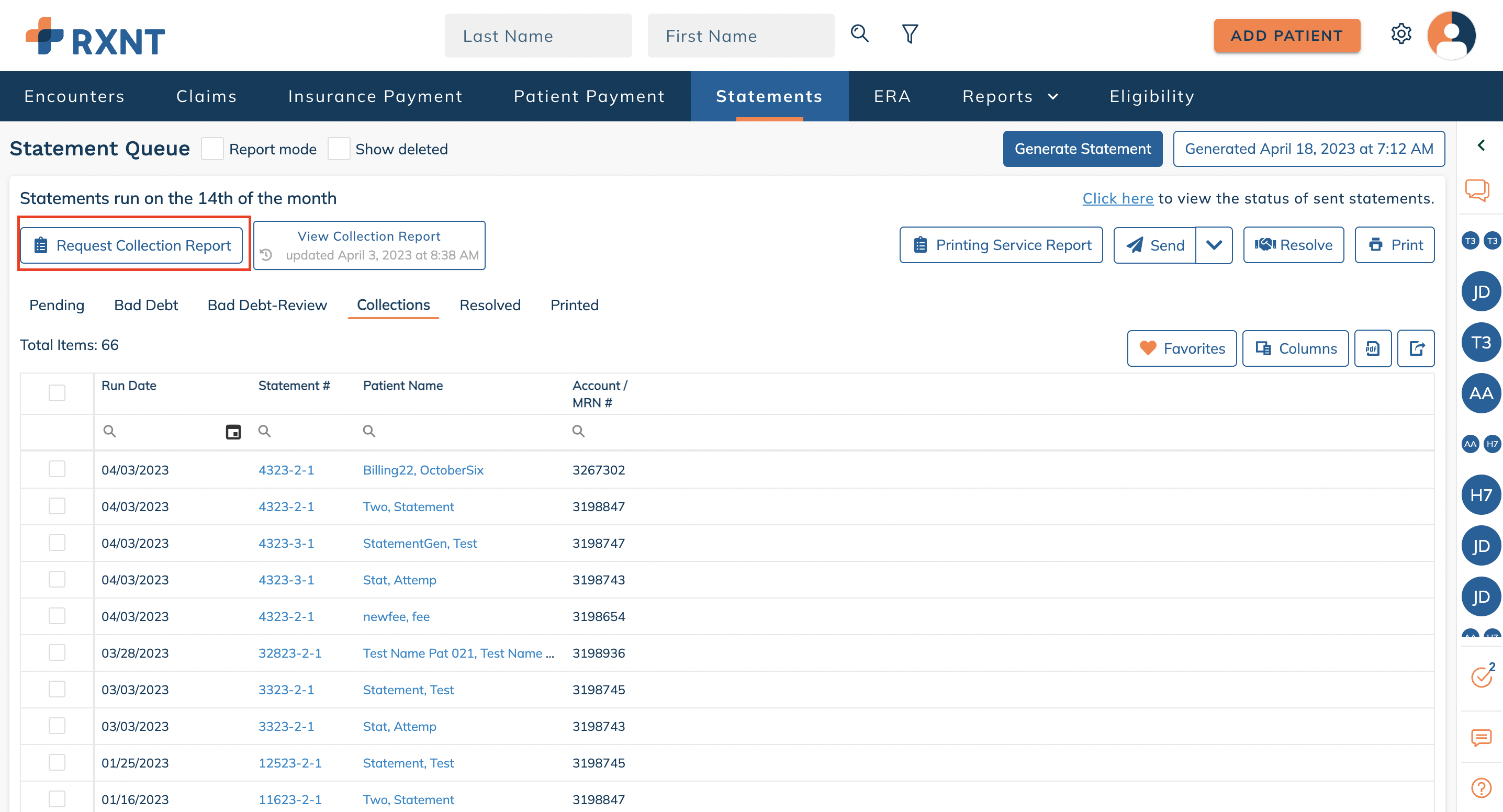 The Billing Statements Queue – RXNT Client Resolution Center