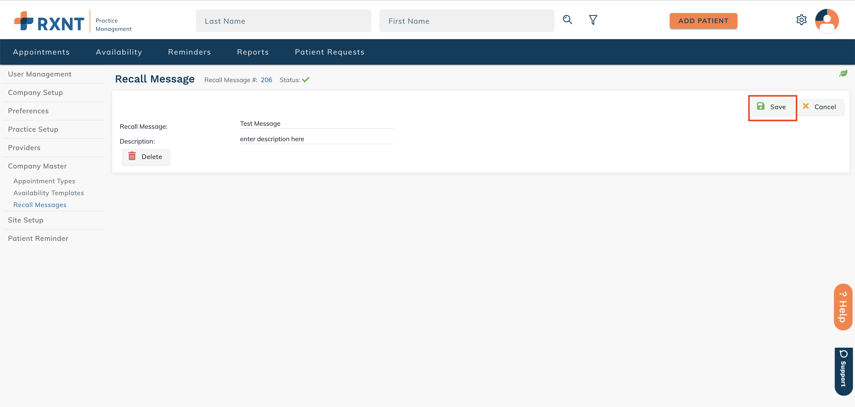 Appointment, Availability, and Recall Types – RXNT Client Resolution Center