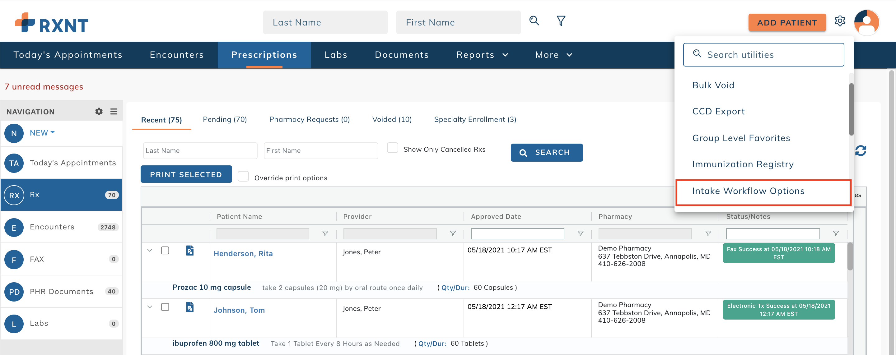 Configure Intake Workflow – RXNT Help Center