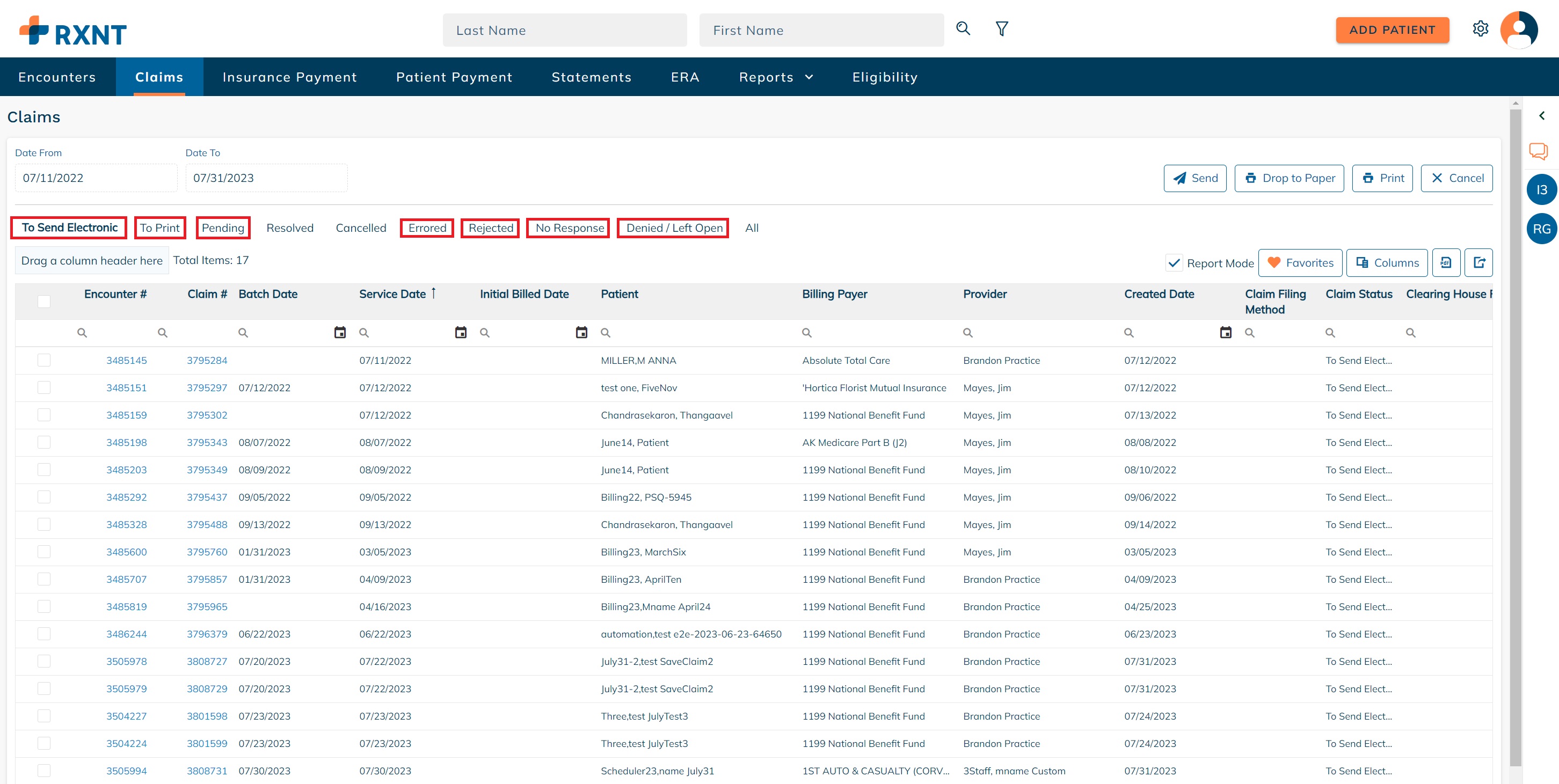 Claims Screen – RXNT Help Center