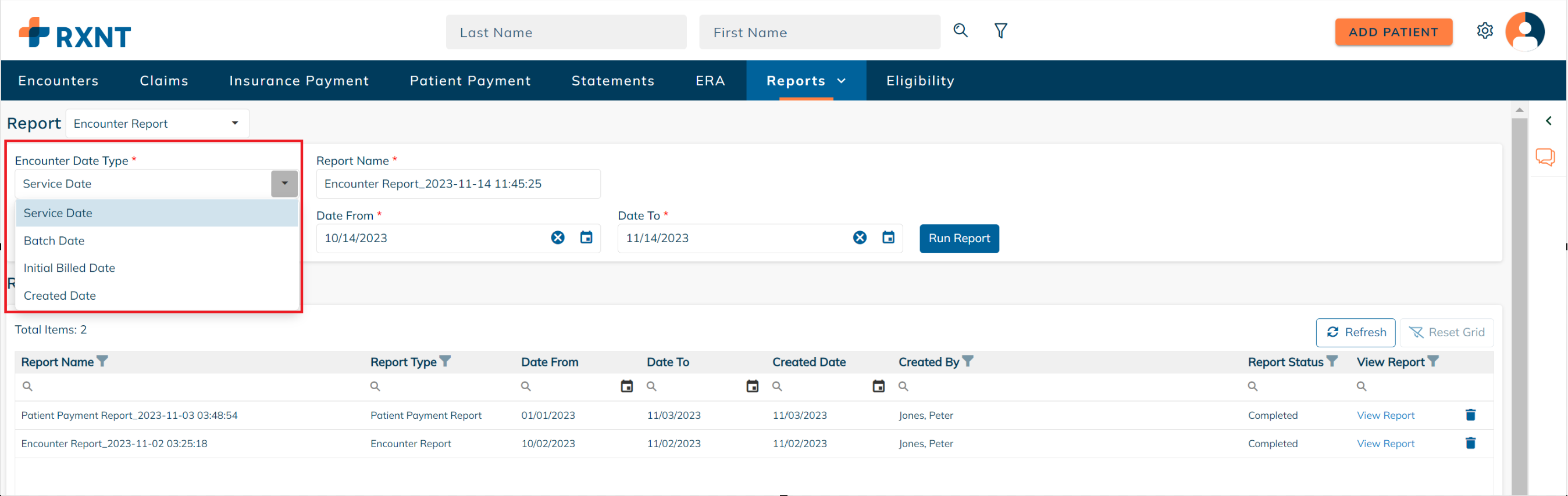 Run Billing Reports - Custom Report Module – RXNT Help Center
