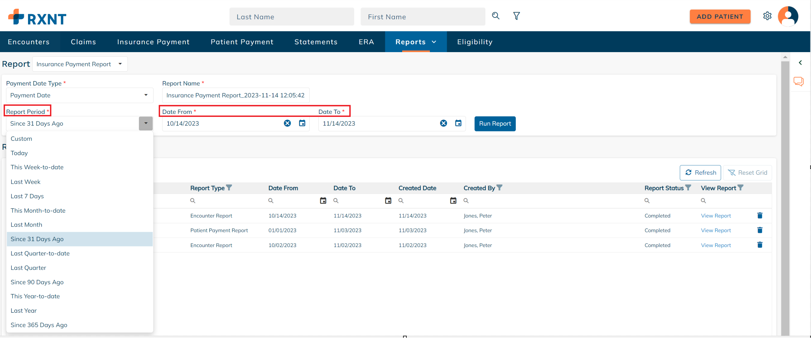 Run Billing Reports - Custom Report Module – RXNT Help Center