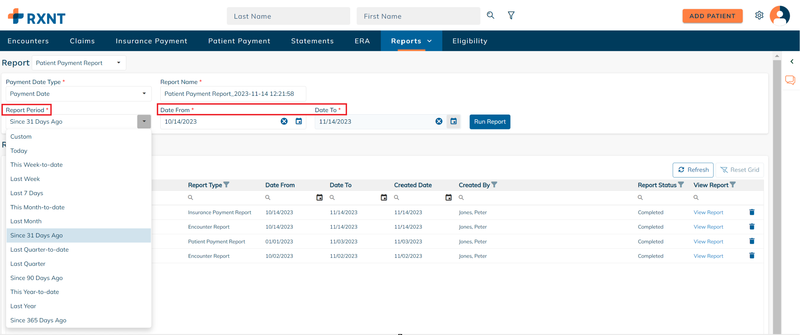 Run Billing Reports - Custom Report Module – RXNT Help Center