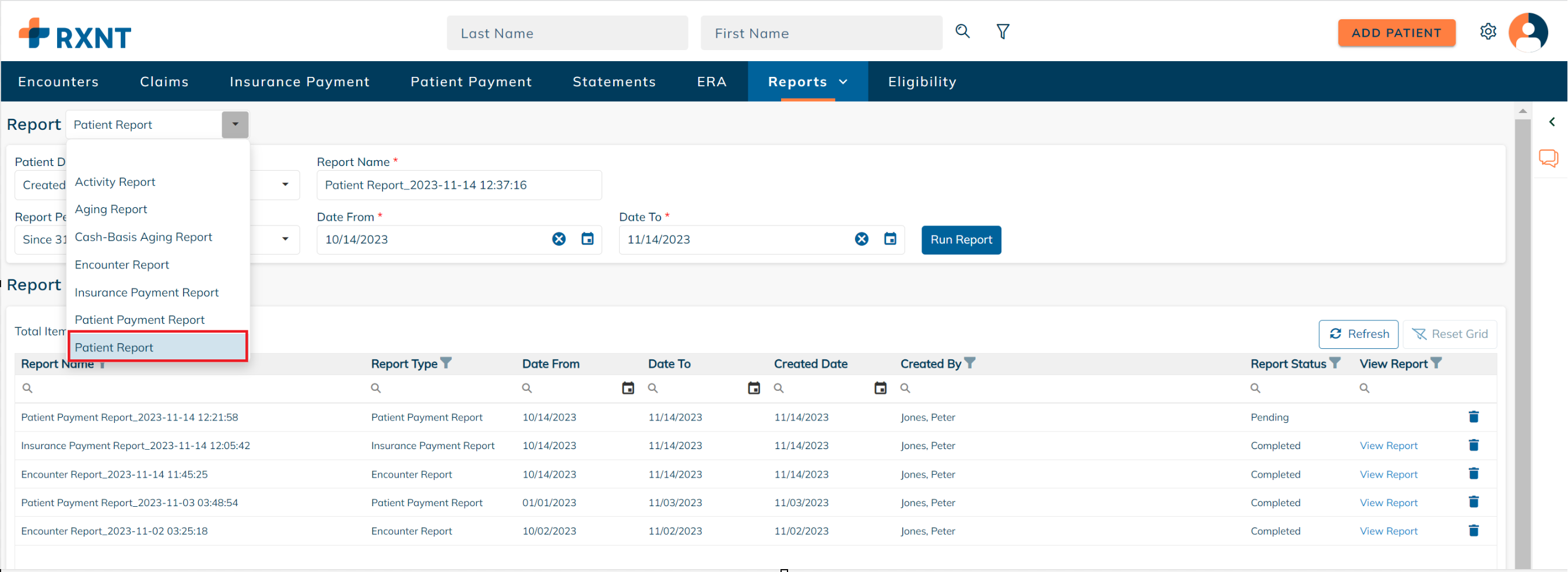Run Billing Reports - Custom Report Module – RXNT Help Center
