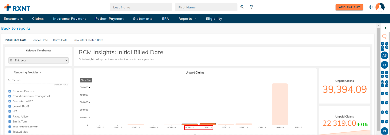 Advanced Reporting - RCM Insights – RXNT Help Center