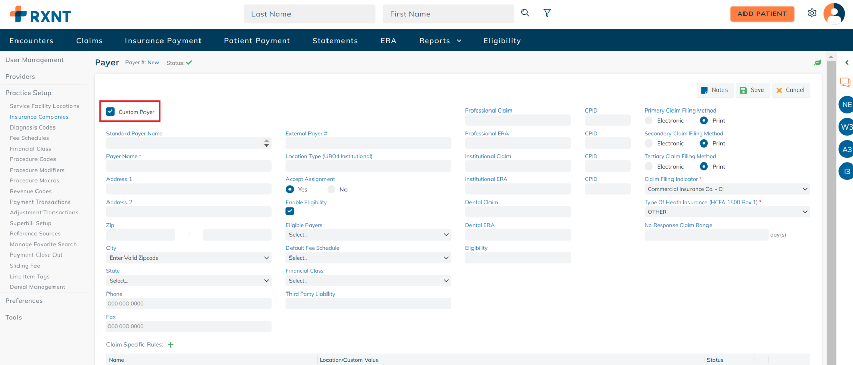 Add or Update Insurance Companies – RXNT Help Center