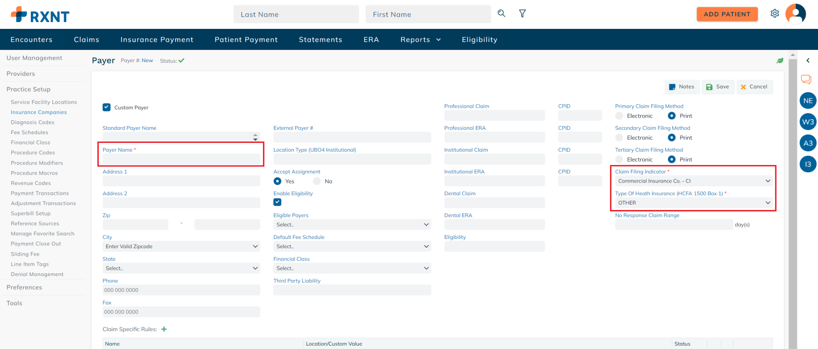 Add or Update Insurance Companies – RXNT Help Center