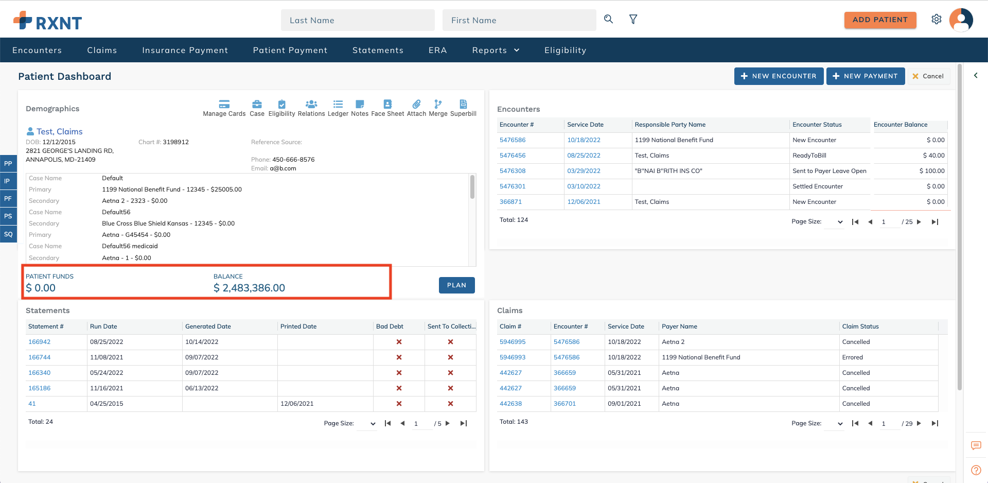 Billing Patient Dashboard – RXNT Client Resolution Center